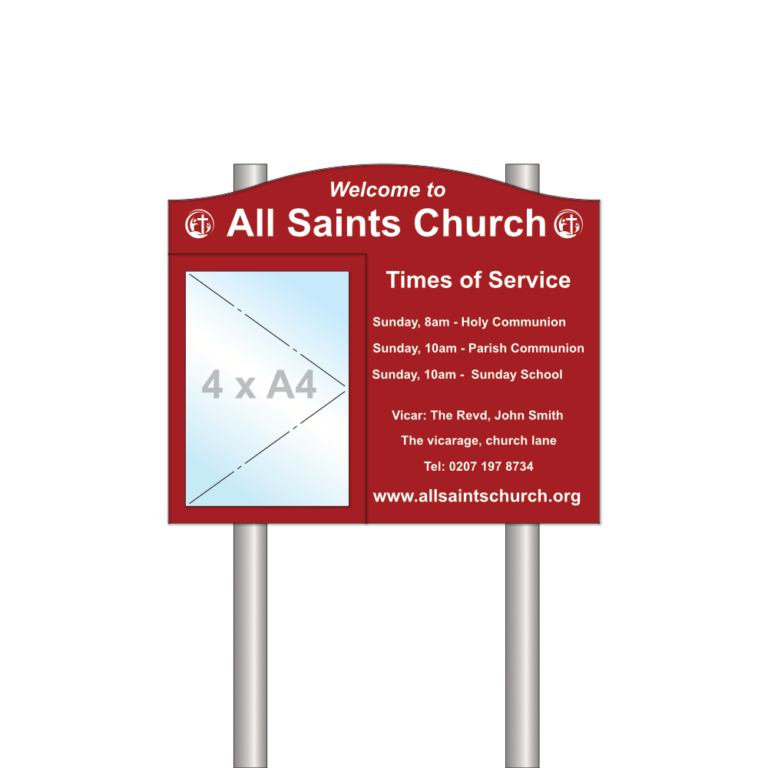 Double Display Case Church Notice Board with Information Panel