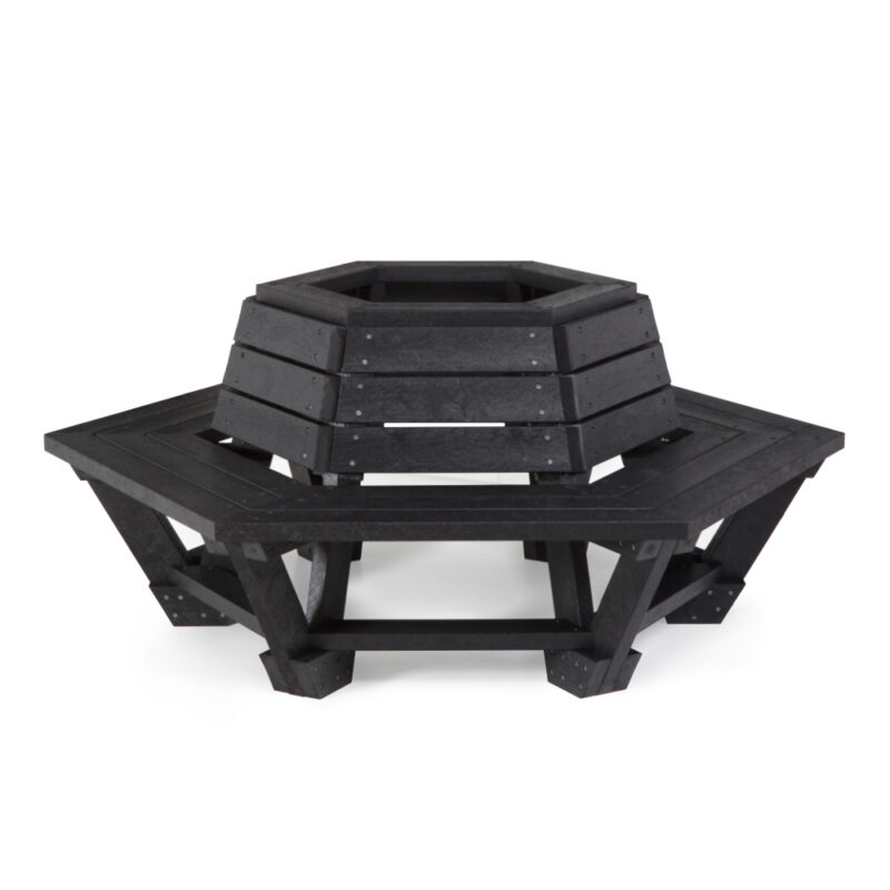 Recycled Plastic Tree Seat - Hexagonal with Back Rests