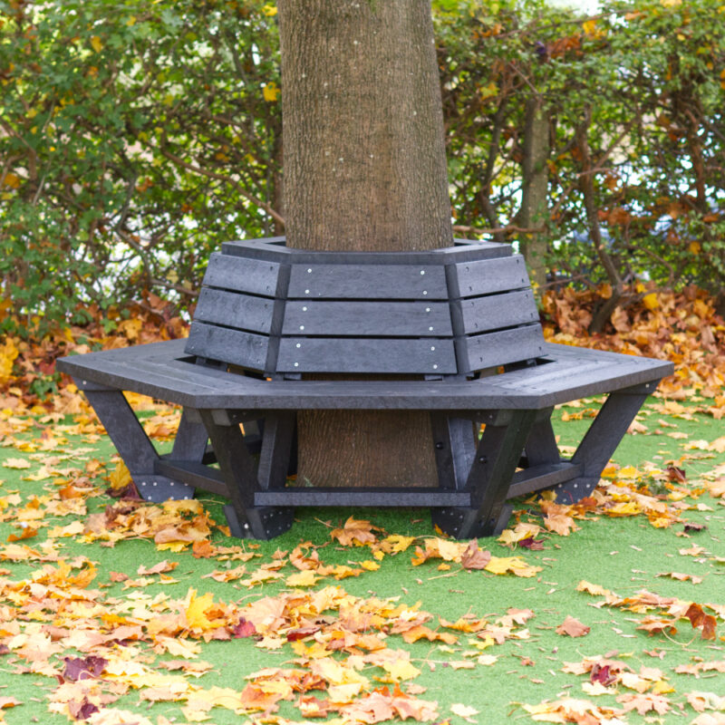 Recycled Plastic Tree Seat - Hexagonal with Back Rests