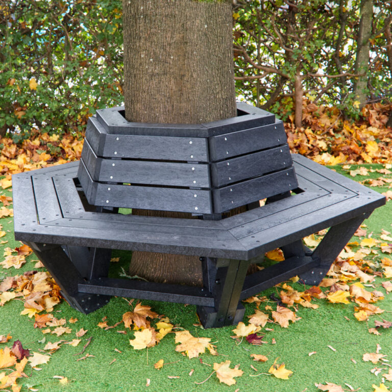 Recycled Plastic Tree Seat - Hexagonal with Back Rests