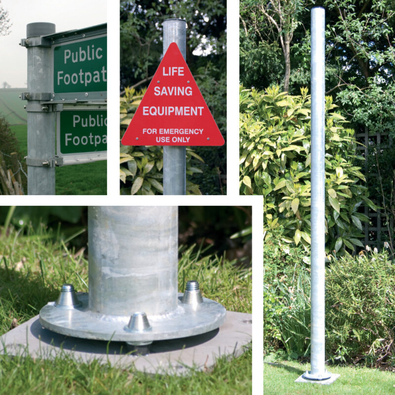 Bolt Down Sign Post - 76mm - Earth Anchors