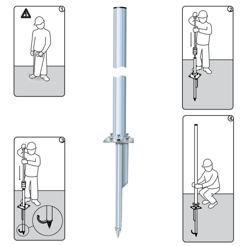 Bolt Down Sign Post - 76mm - Earth Anchors