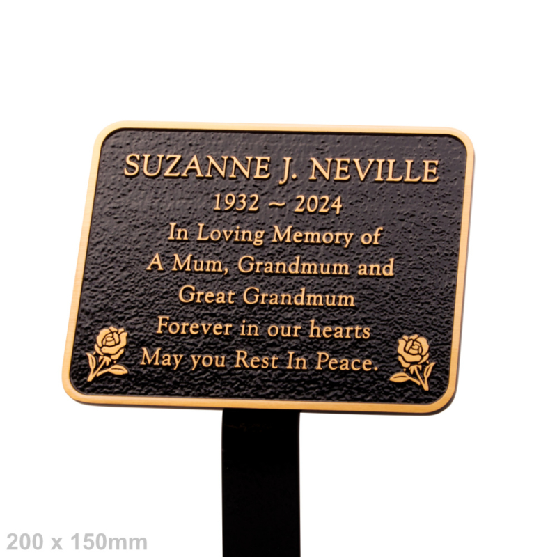 Bronze Memorial Plaque with Ground Stake For Memorial Garden
