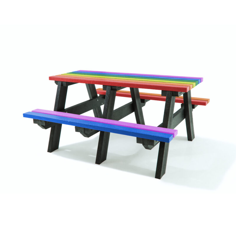 Buy Multi Coloured Recycled Plastic Picnic Table - 6 seats