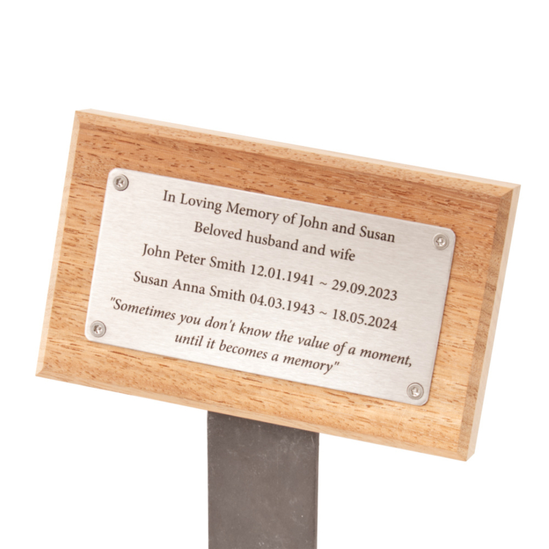 Stainless Memorial Plaque with Backing Plate and Ground Stake