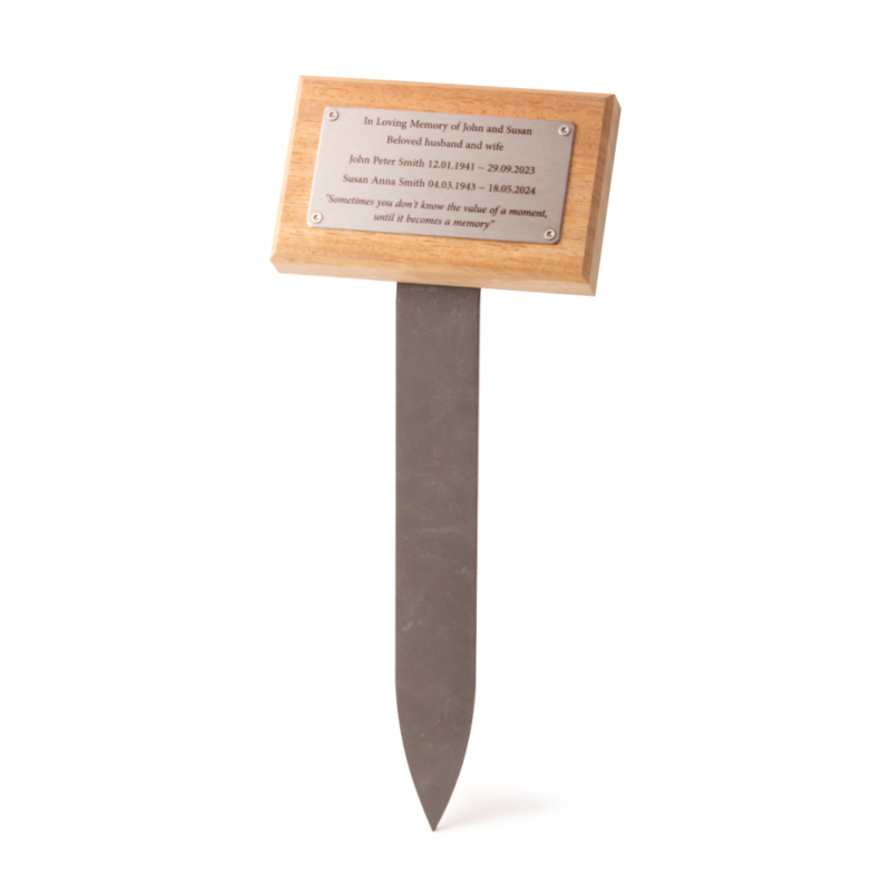 Stainless Memorial Plaque with Backing Plate and Ground Stake